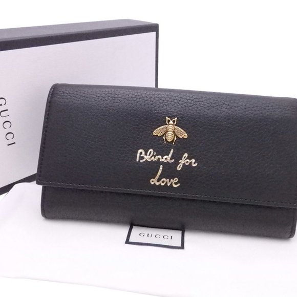 Gucci | Accessories | Gucci Long Wallet Bee Blind For Love Black ...